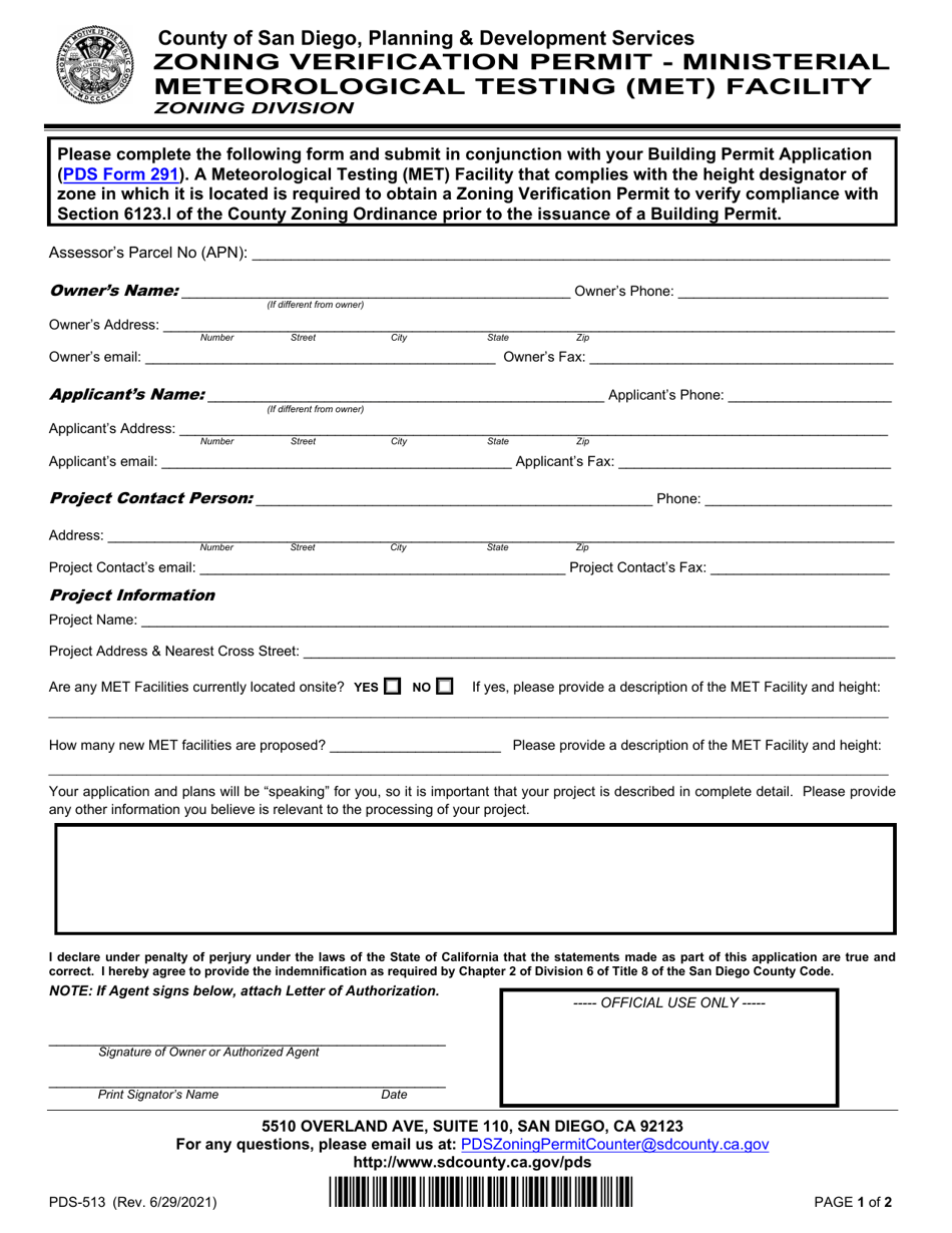 Form PDS-513 - Fill Out, Sign Online and Download Fillable PDF, County ...