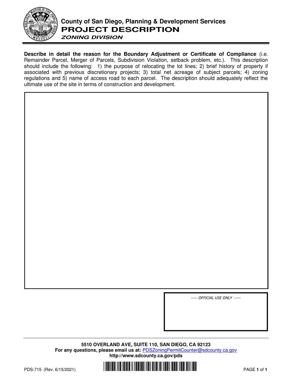Form PDS-715 - Fill Out, Sign Online and Download Fillable PDF, County ...