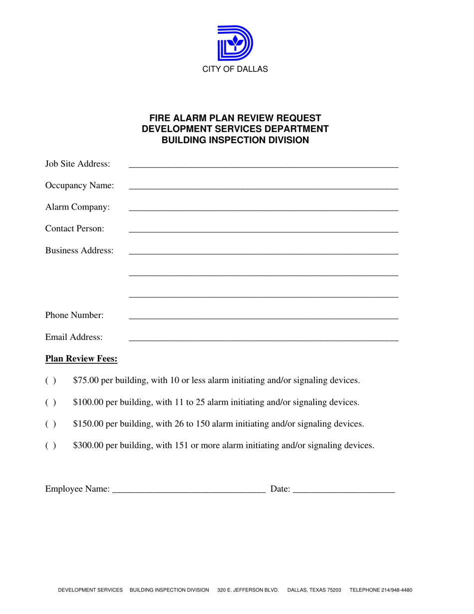 City of Dallas, Texas Fire Alarm Plan Review Request - Fill Out, Sign ...