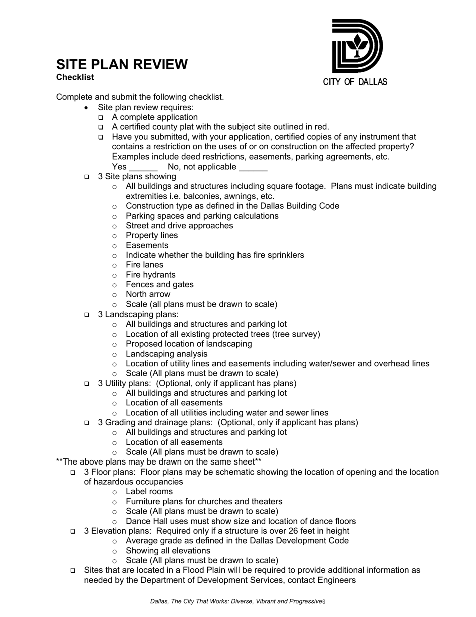 City of Dallas, Texas Site Plan Review Application - Fill Out, Sign ...