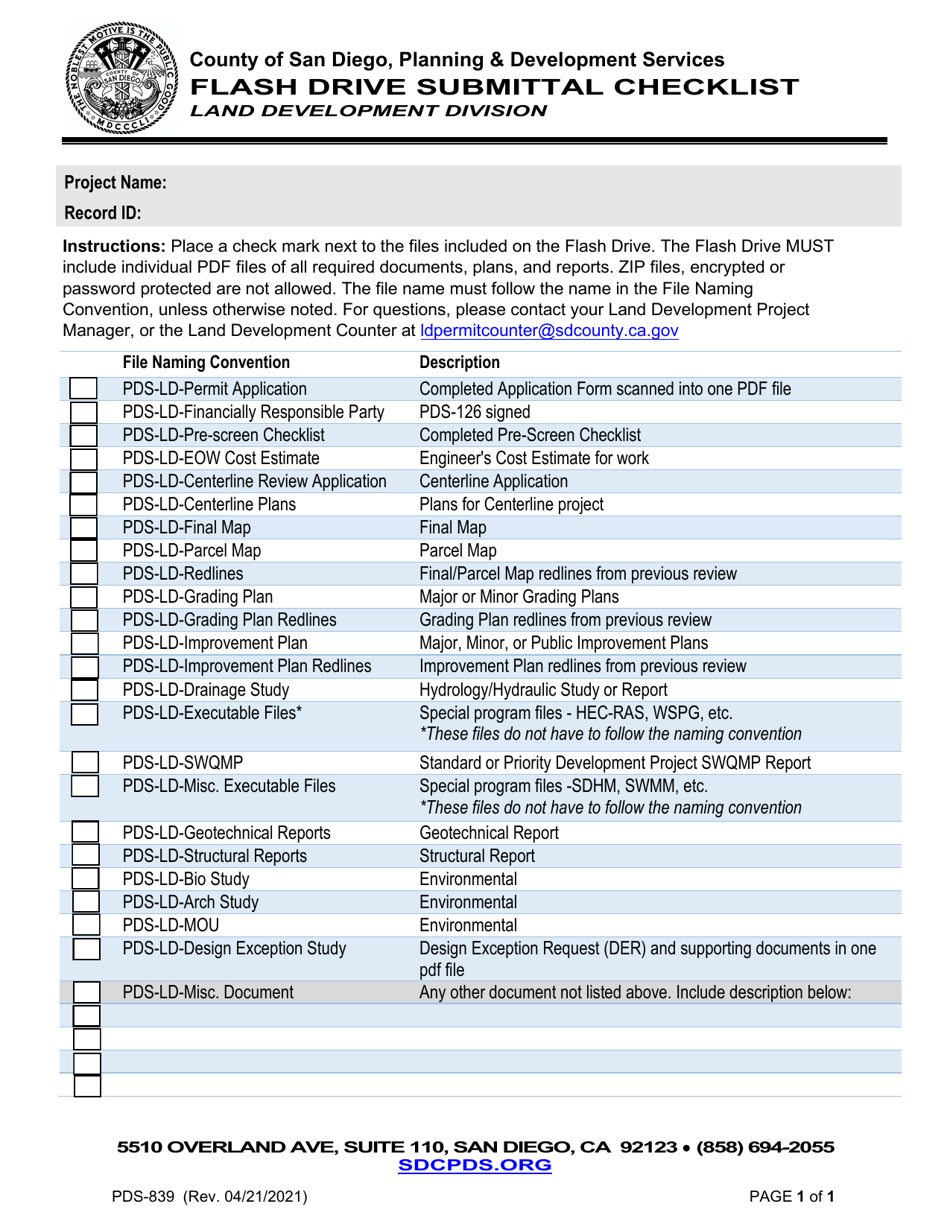 Form PDS-839 - Fill Out, Sign Online and Download Fillable PDF, County ...