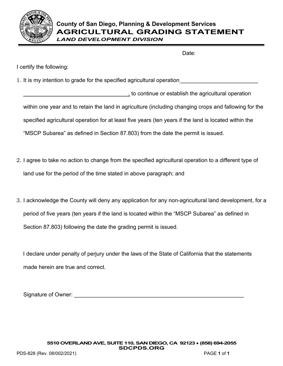 Form PDS-828 - Fill Out, Sign Online and Download Fillable PDF, County ...
