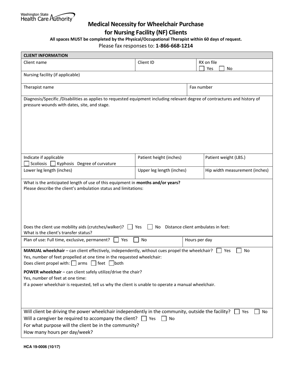 Form HCA19-0006 - Fill Out, Sign Online and Download Printable PDF ...