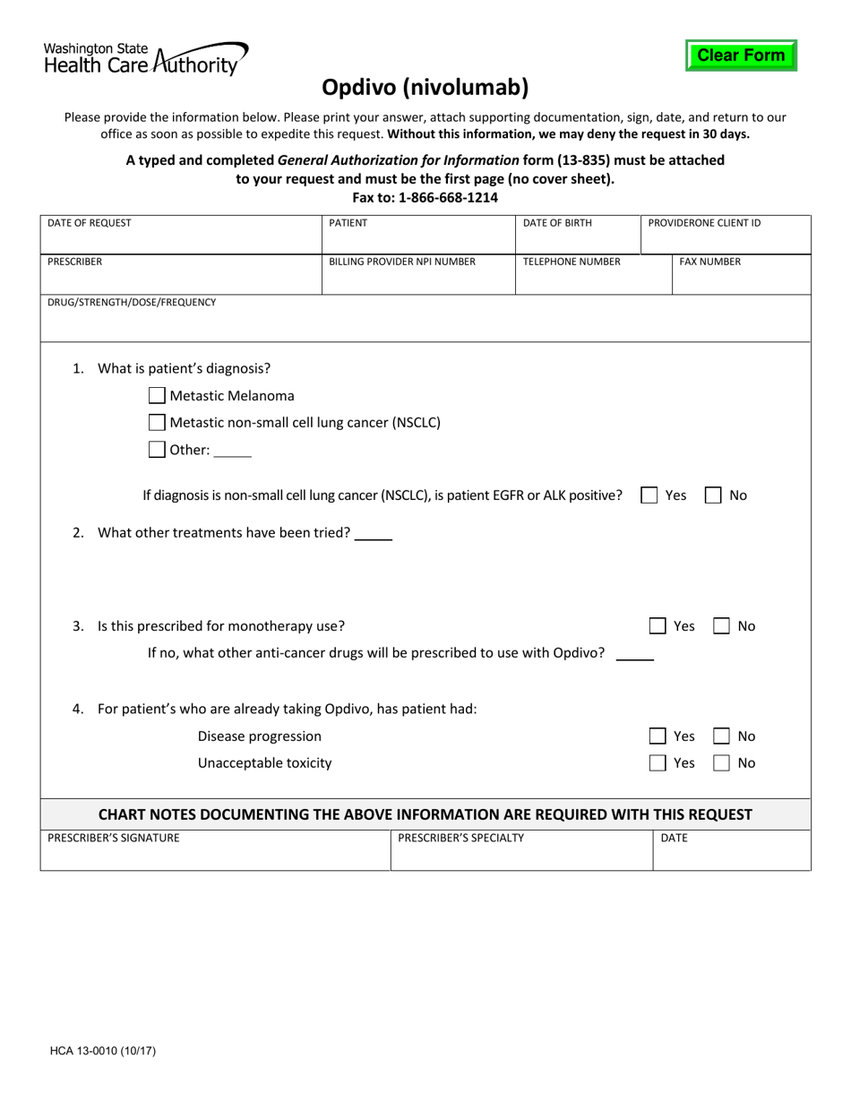 Form HCA13-0010 - Fill Out, Sign Online and Download Fillable PDF ...