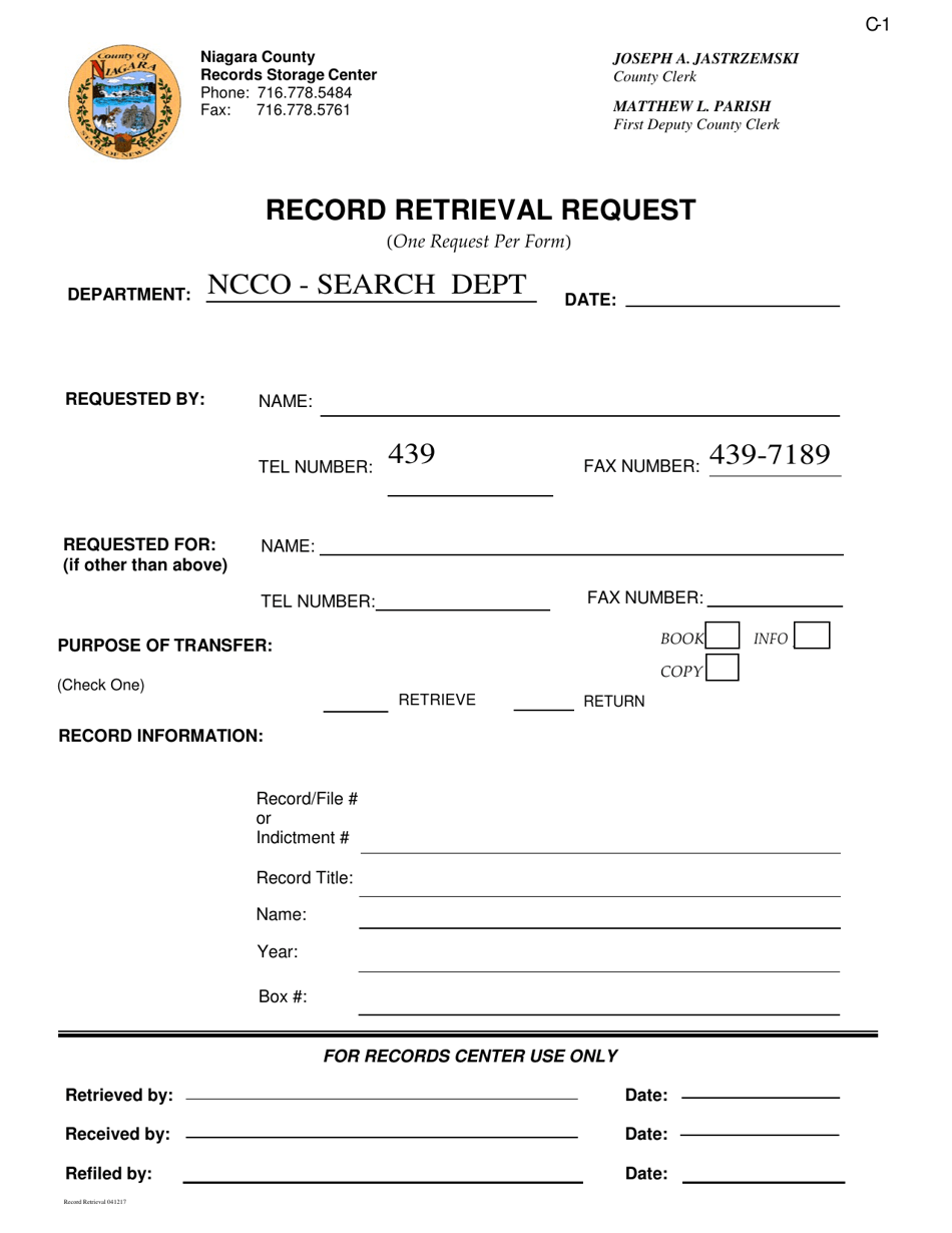Form C-1 - Fill Out, Sign Online and Download Printable PDF, Niagara ...
