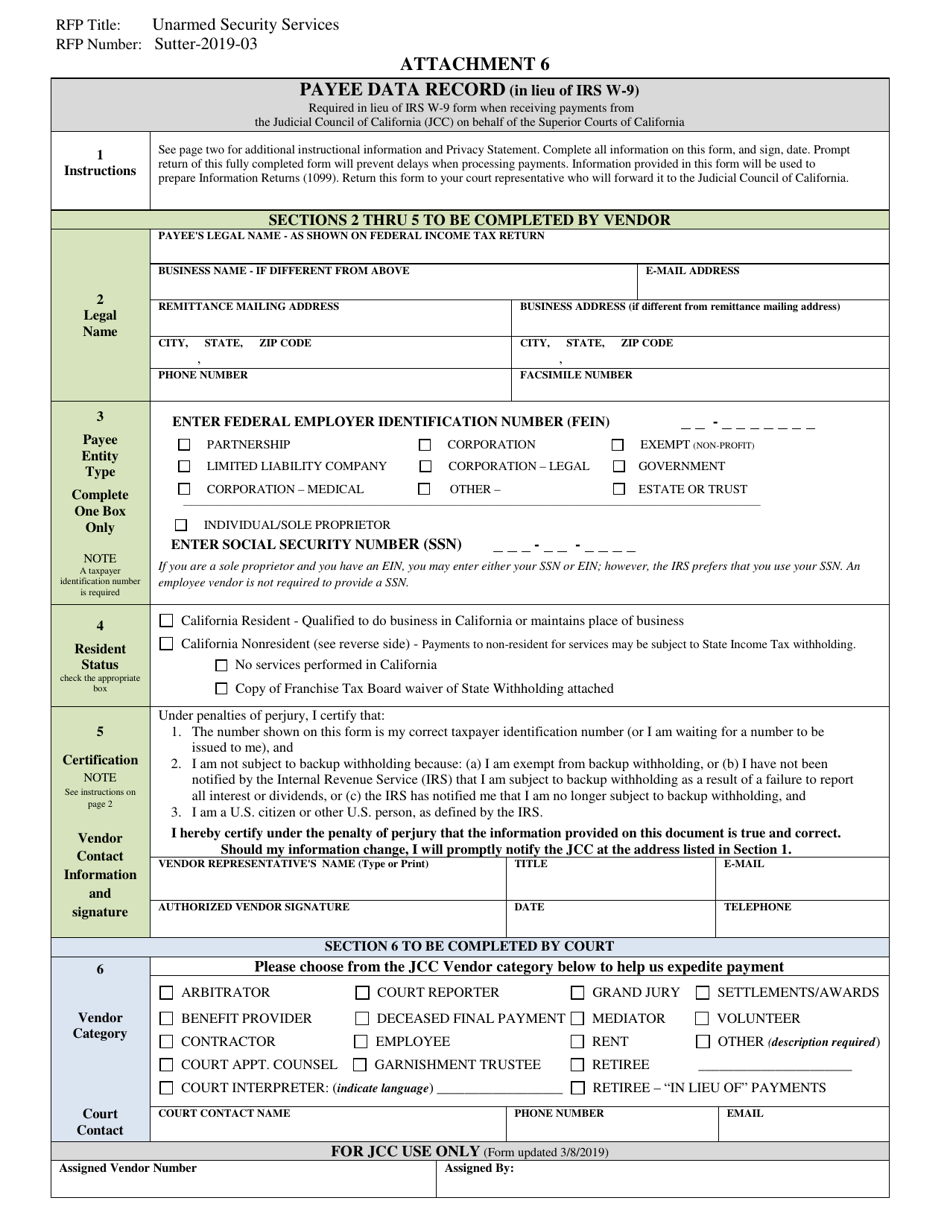 County of Sutter, California Payee Data Record - Fill Out, Sign Online ...