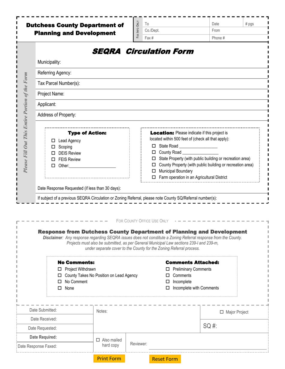 Dutchess County, New York Seqra Circulation Form - Fill Out, Sign ...
