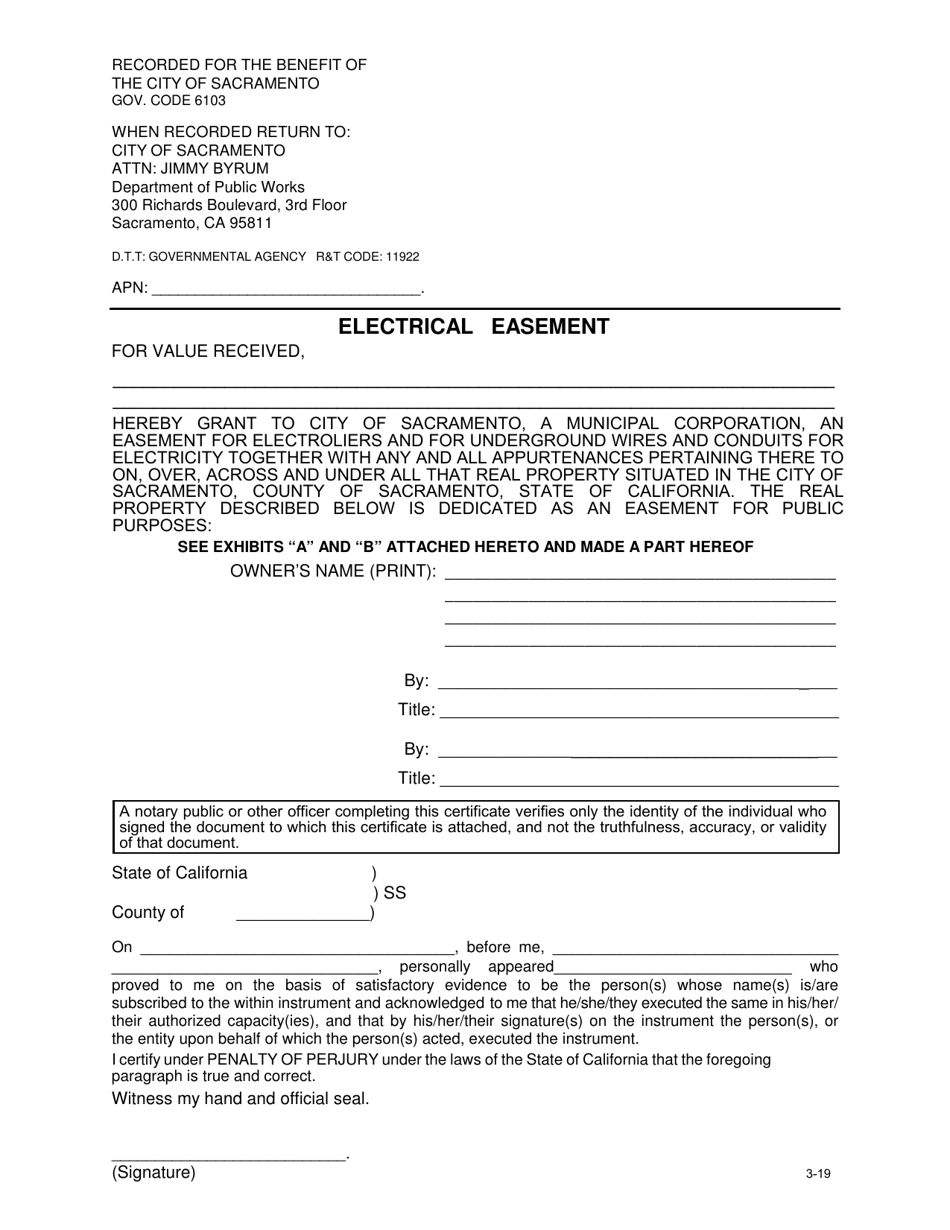 City of Sacramento, California Electrical Easement - Fill Out, Sign ...
