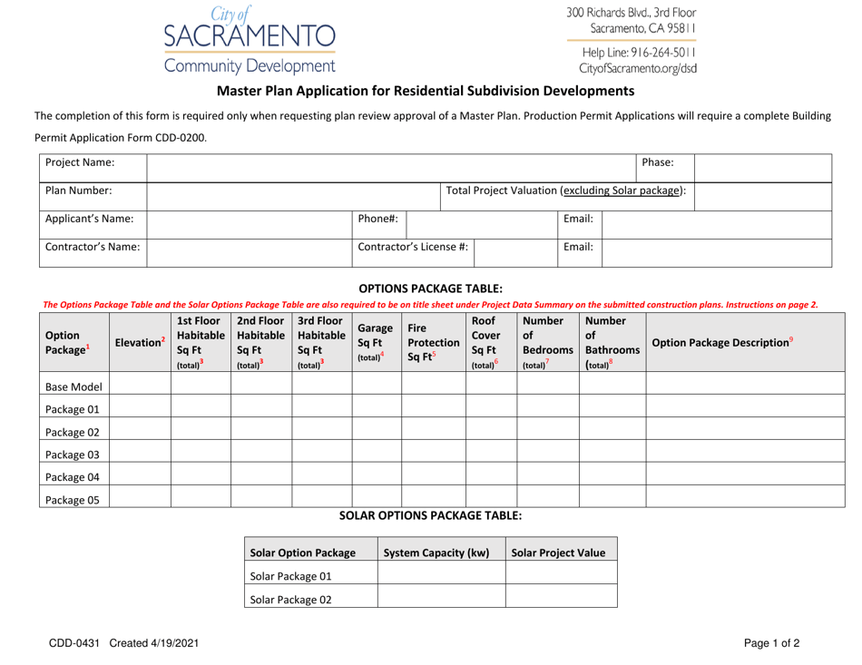 Form CDD-0431 - Fill Out, Sign Online and Download Fillable PDF, City ...