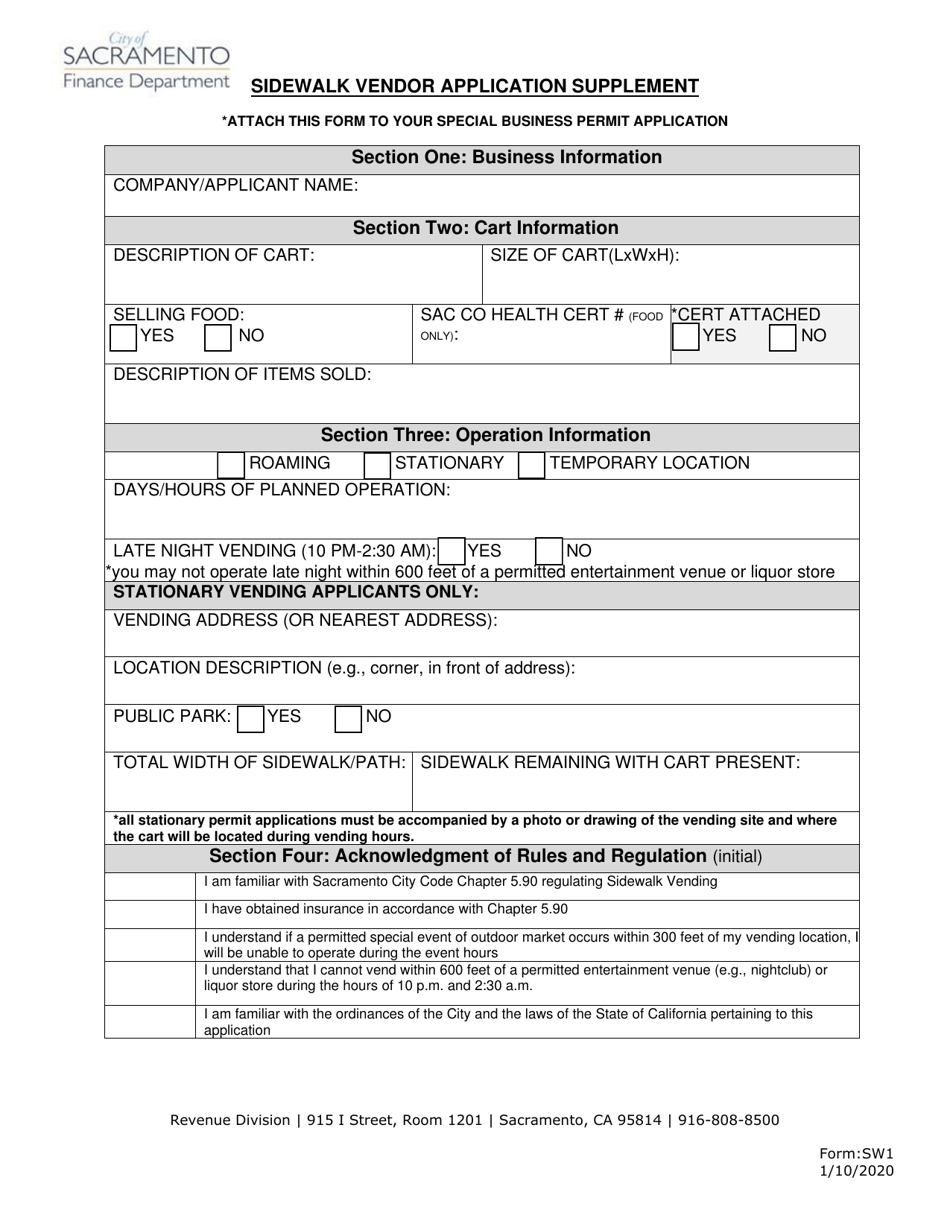 Form SW1 - Fill Out, Sign Online and Download Fillable PDF, City of ...