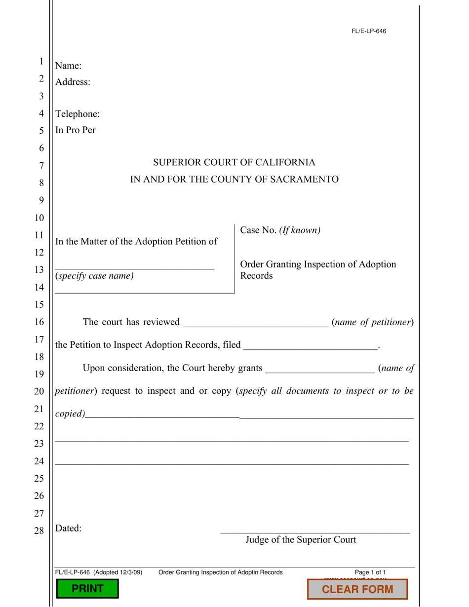 Form FL/E-LP-646 - Fill Out, Sign Online and Download Fillable PDF ...