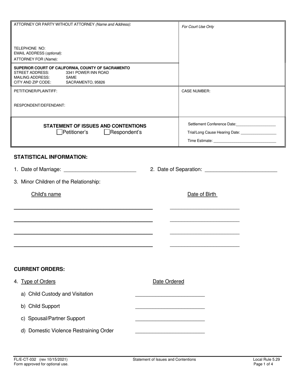 Form FL/E-CT-032 - Fill Out, Sign Online and Download Fillable PDF ...