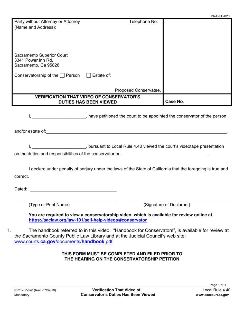 Form PR-E-LP-020 - Fill Out, Sign Online and Download Fillable PDF ...