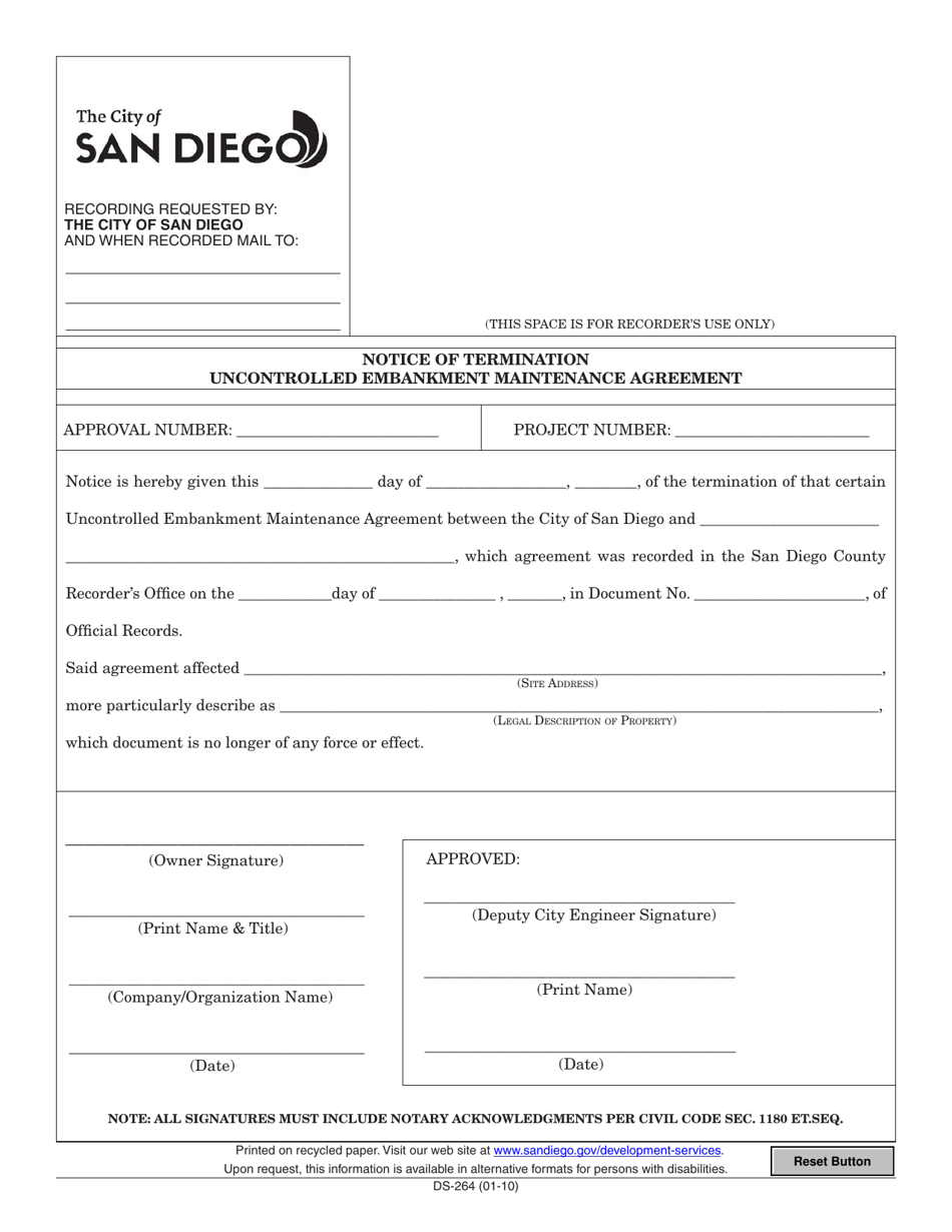 Form DS-264 - Fill Out, Sign Online and Download Fillable PDF, City of ...