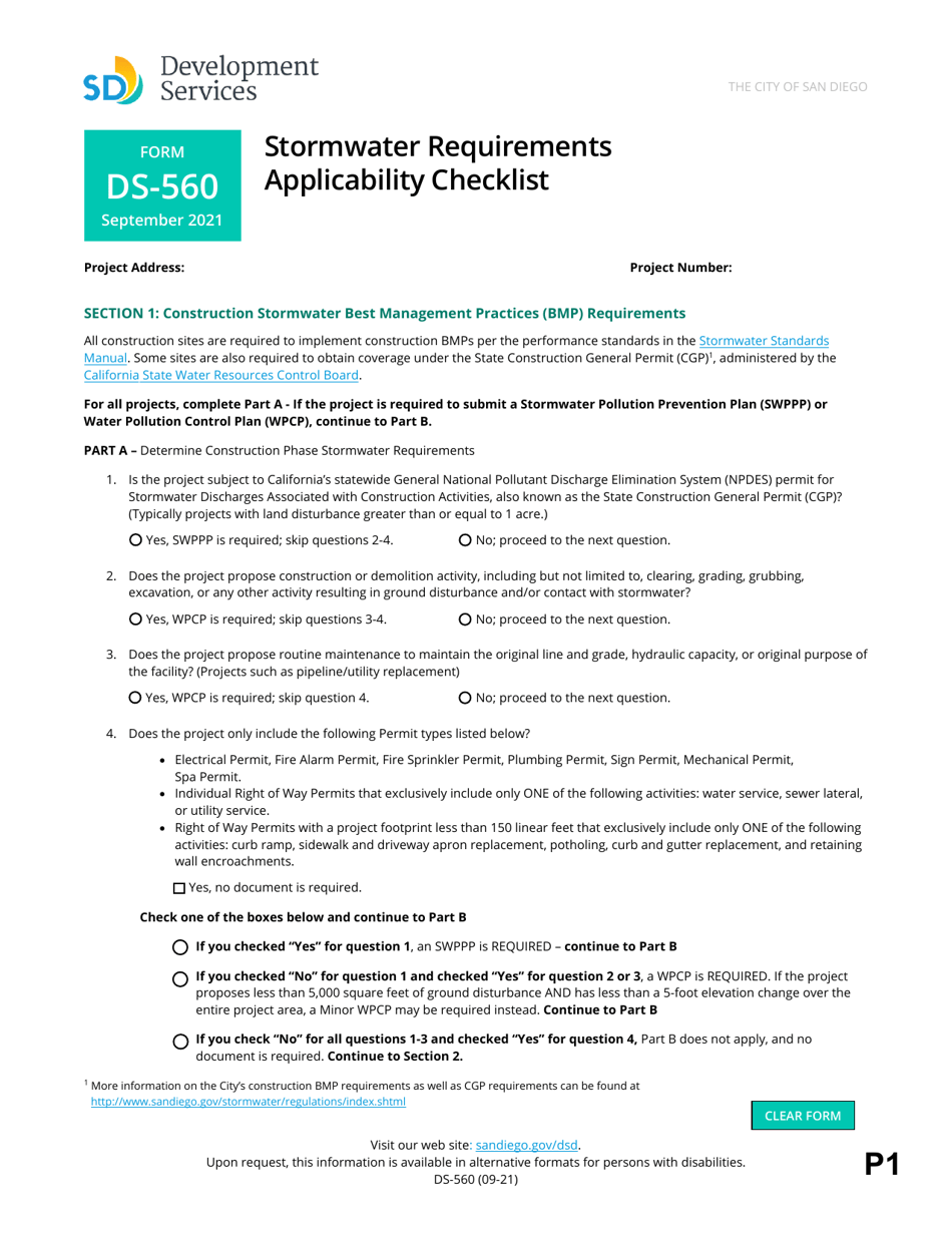 Form DS-560 - Fill Out, Sign Online and Download Fillable PDF, City of ...