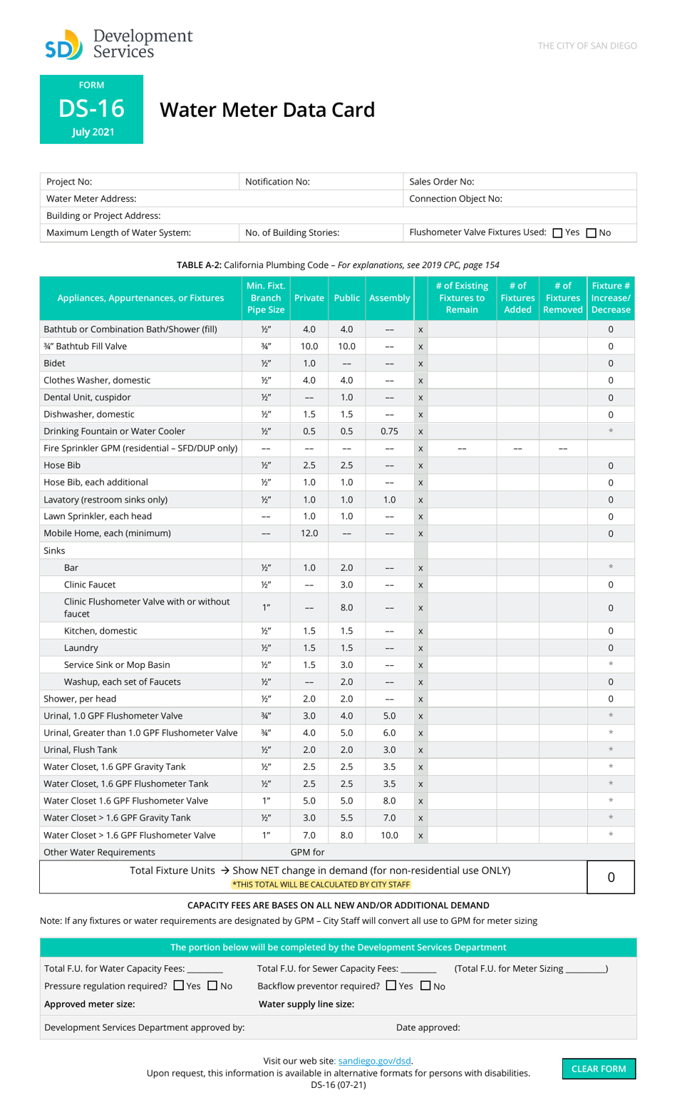Form DS-16 - Fill Out, Sign Online and Download Fillable PDF, City of ...