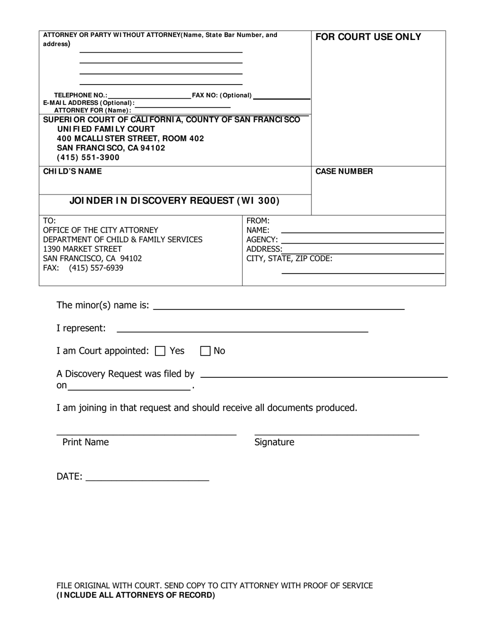 Form SFUFC-12.9 Download Fillable PDF or Fill Online Joinder in ...