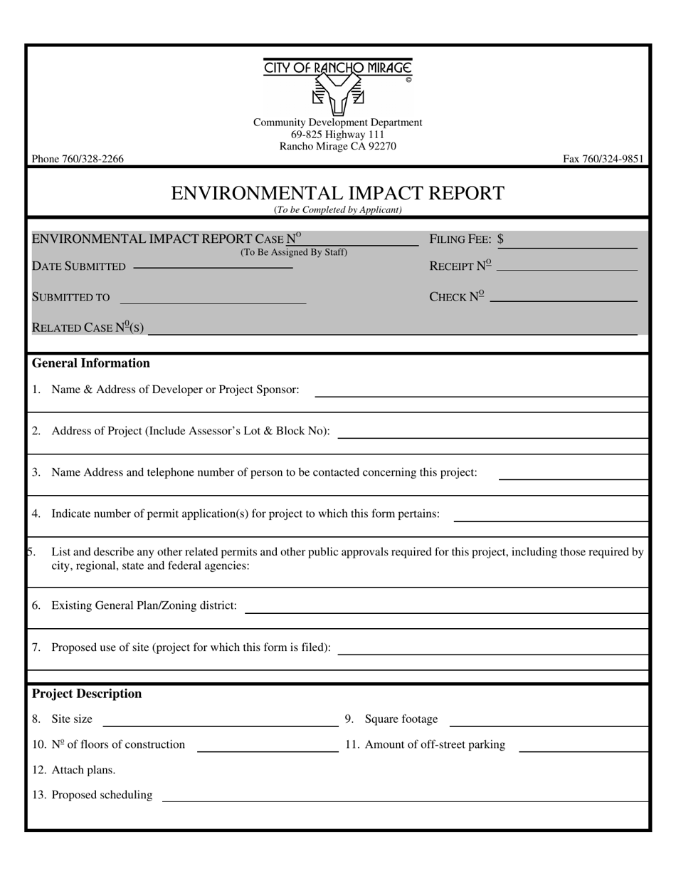 City of Rancho Mirage, California Environmental Impact Report - Fill ...