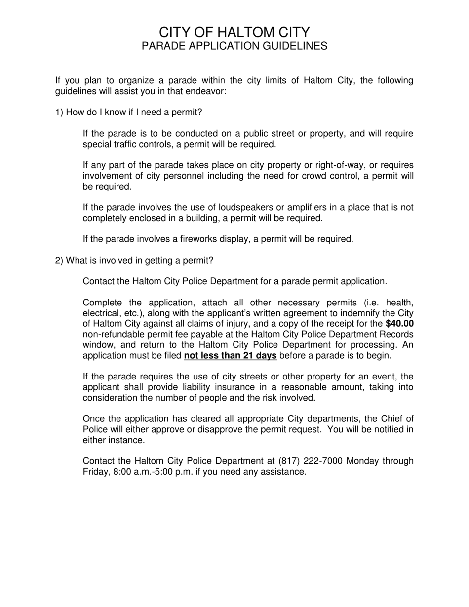 Haltom City, Texas Parade Permit Application - Fill Out, Sign Online ...
