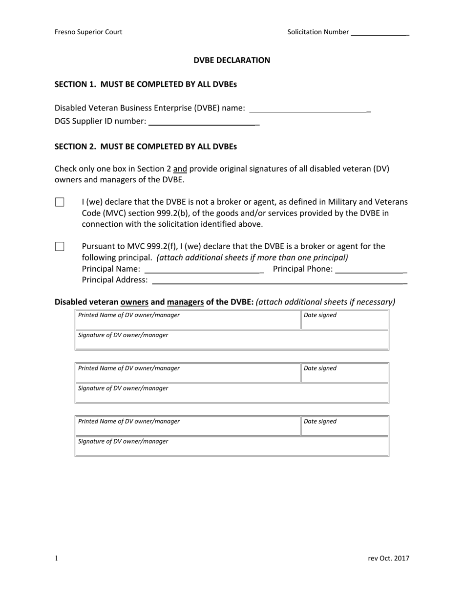 County of Fresno, California Dvbe Declaration - Fill Out, Sign Online ...