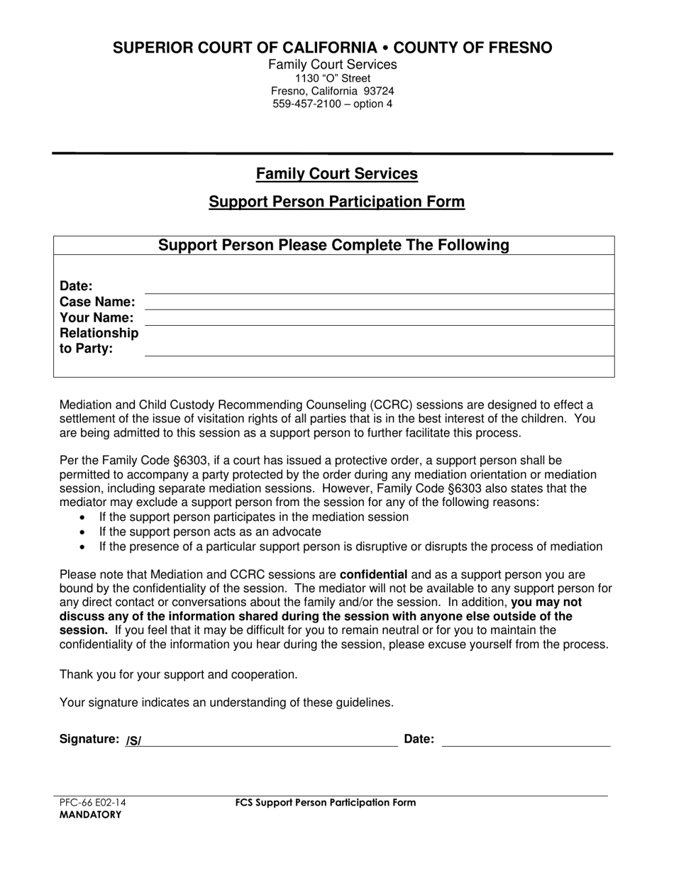 Form PFC-66 - Fill Out, Sign Online and Download Fillable PDF, County of Fresno, California ...