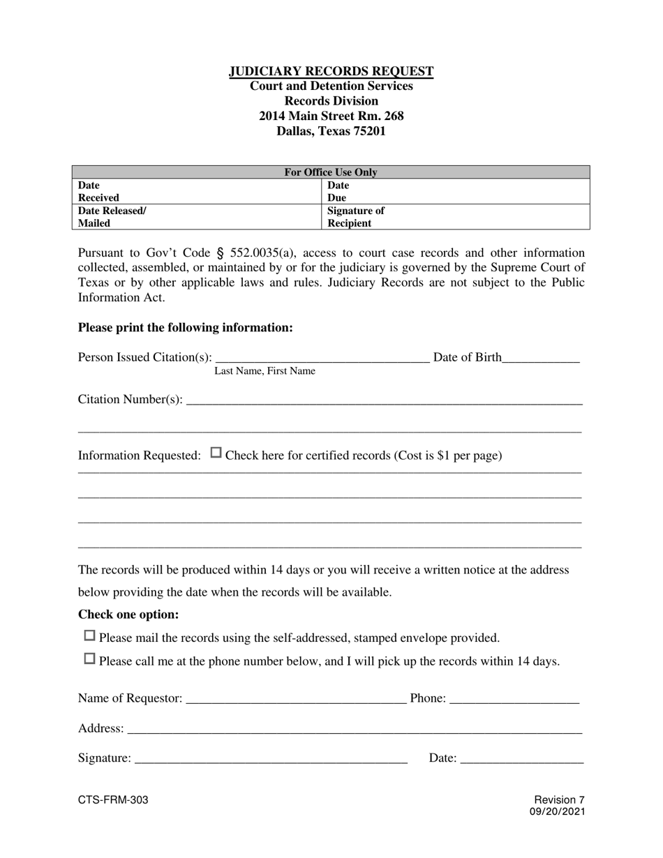 Form CTS-FRM-303 - Fill Out, Sign Online and Download Printable PDF ...