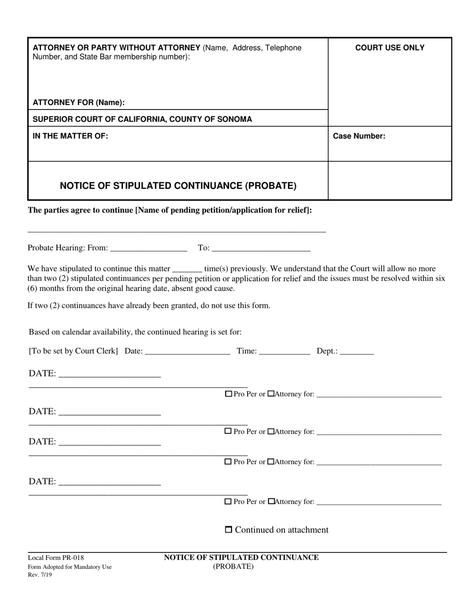 Form PR-18 - Fill Out, Sign Online and Download Fillable PDF, County of ...
