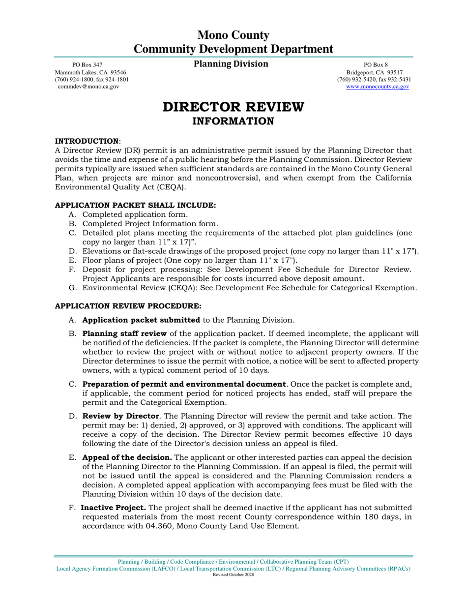 Mono County, California Director Review Application - Fill Out, Sign ...
