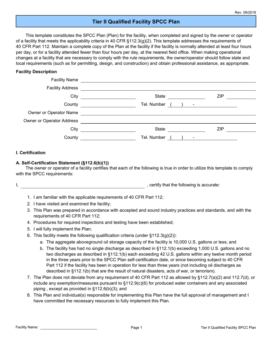 California Tier II Qualified Facility Spcc Plan Template - Fill Out, Sign Online and Download ...