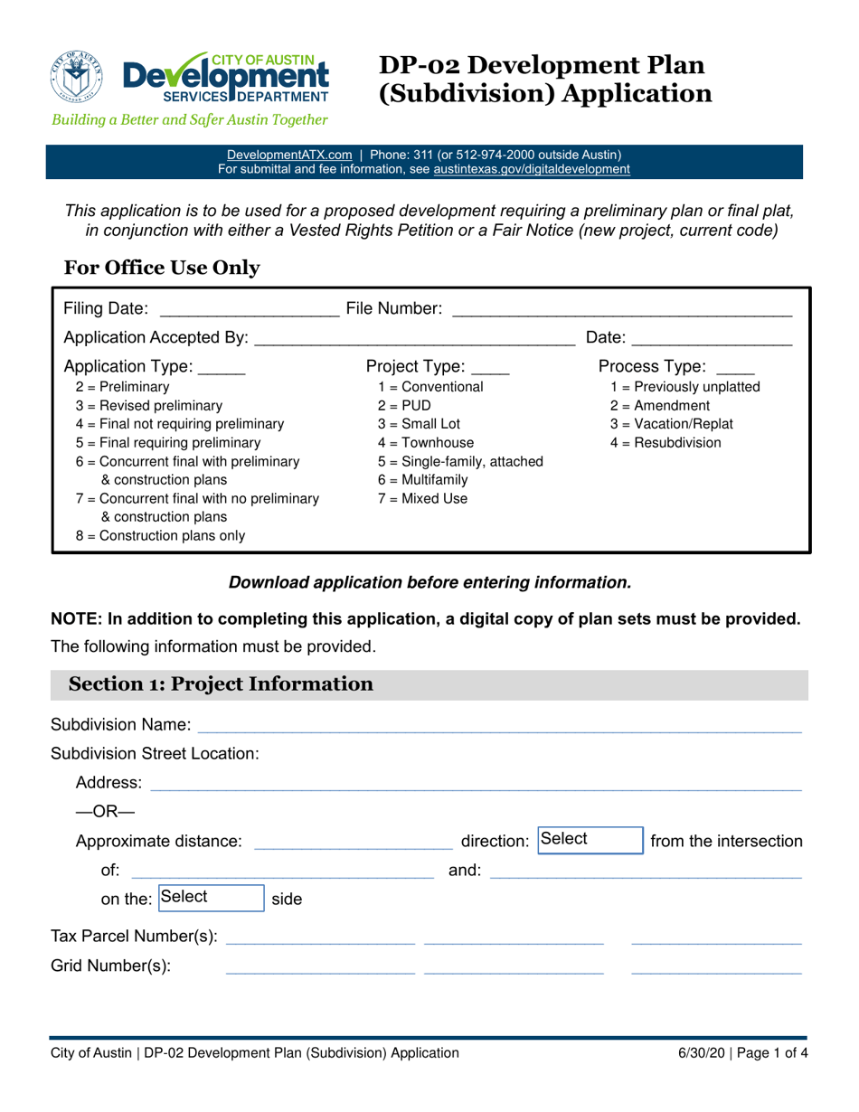 Form DP-02 - Fill Out, Sign Online and Download Fillable PDF, City of ...
