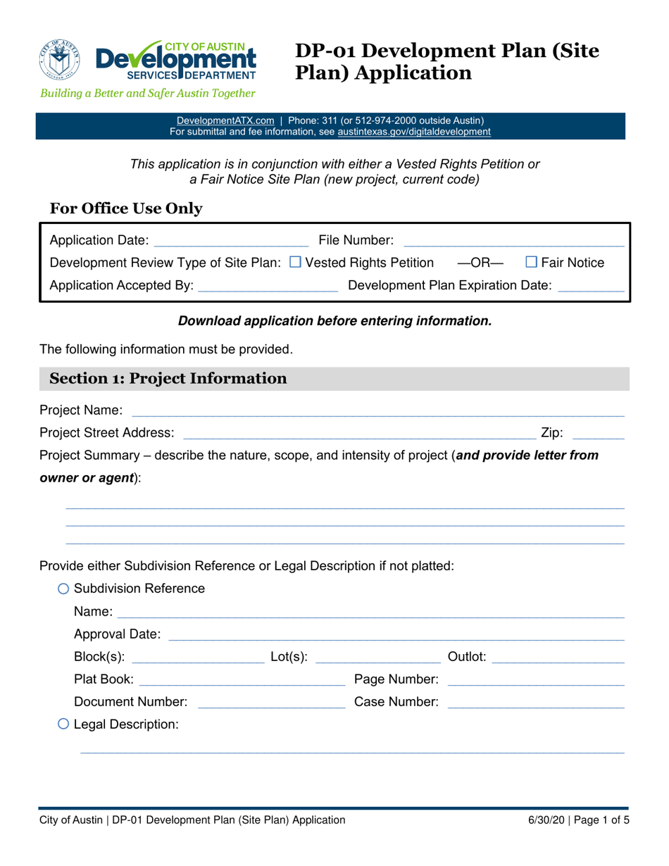 Form DP-01 - Fill Out, Sign Online and Download Fillable PDF, City of ...