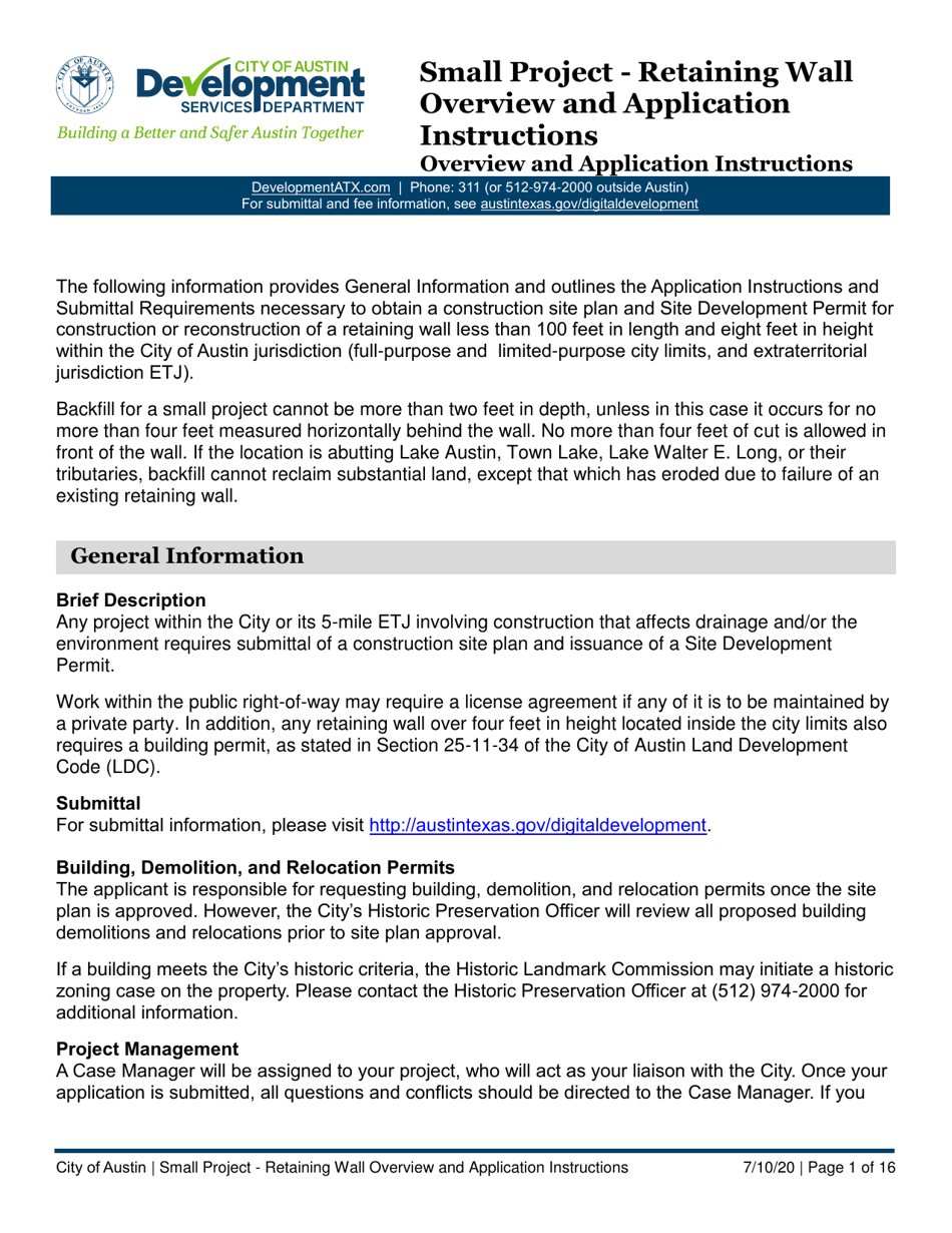 Download Instructions for Small Project - Retaining Wall Application ...
