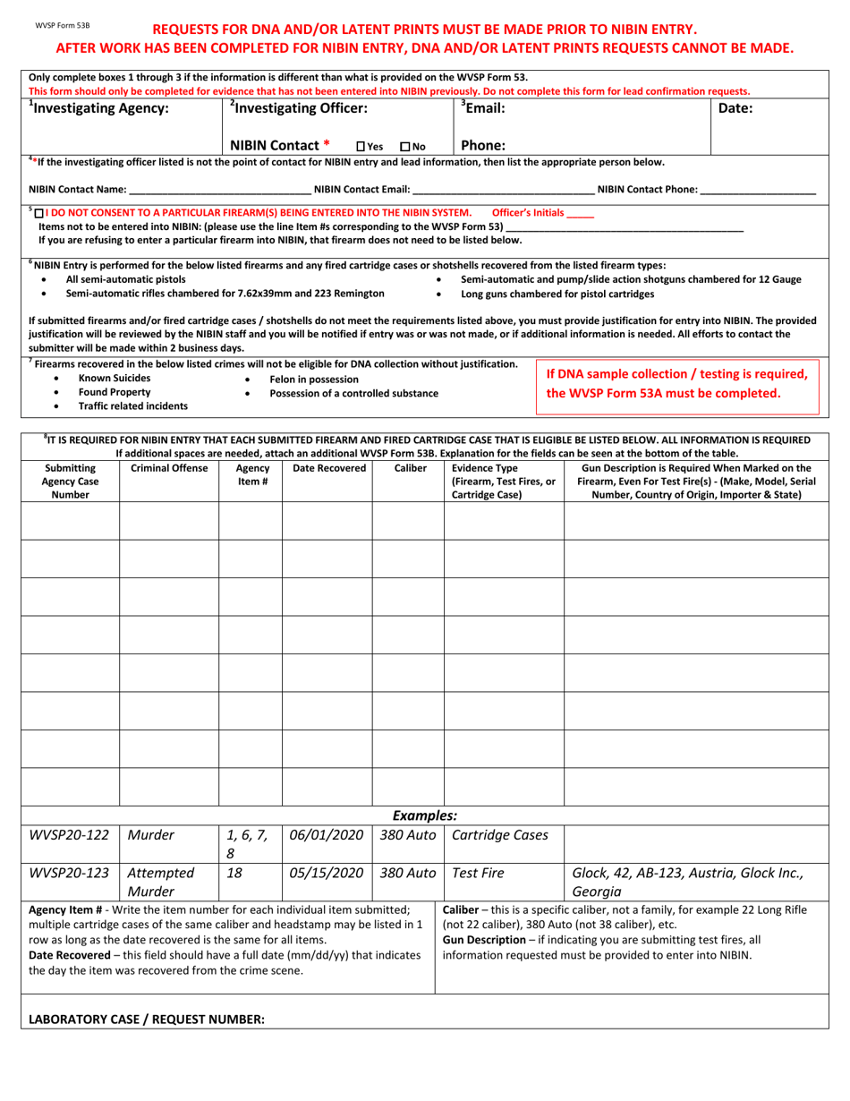 WVSP Form 53B - Fill Out, Sign Online and Download Fillable PDF, West ...