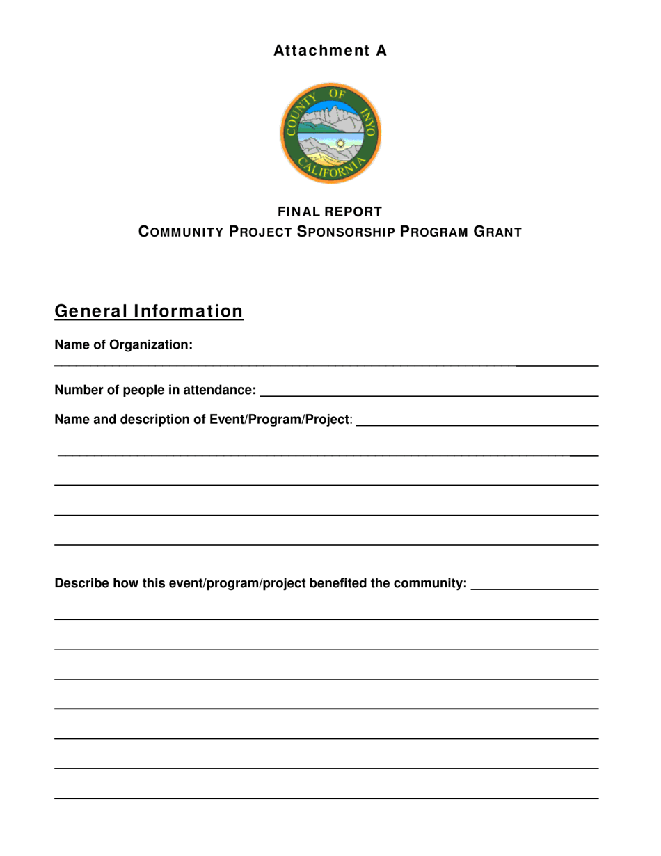 Inyo County, California Final Report - Community Project Sponsorship ...