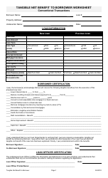 Tangible Net Benefit Form to Borrower Worksheet Download Fillable PDF ...