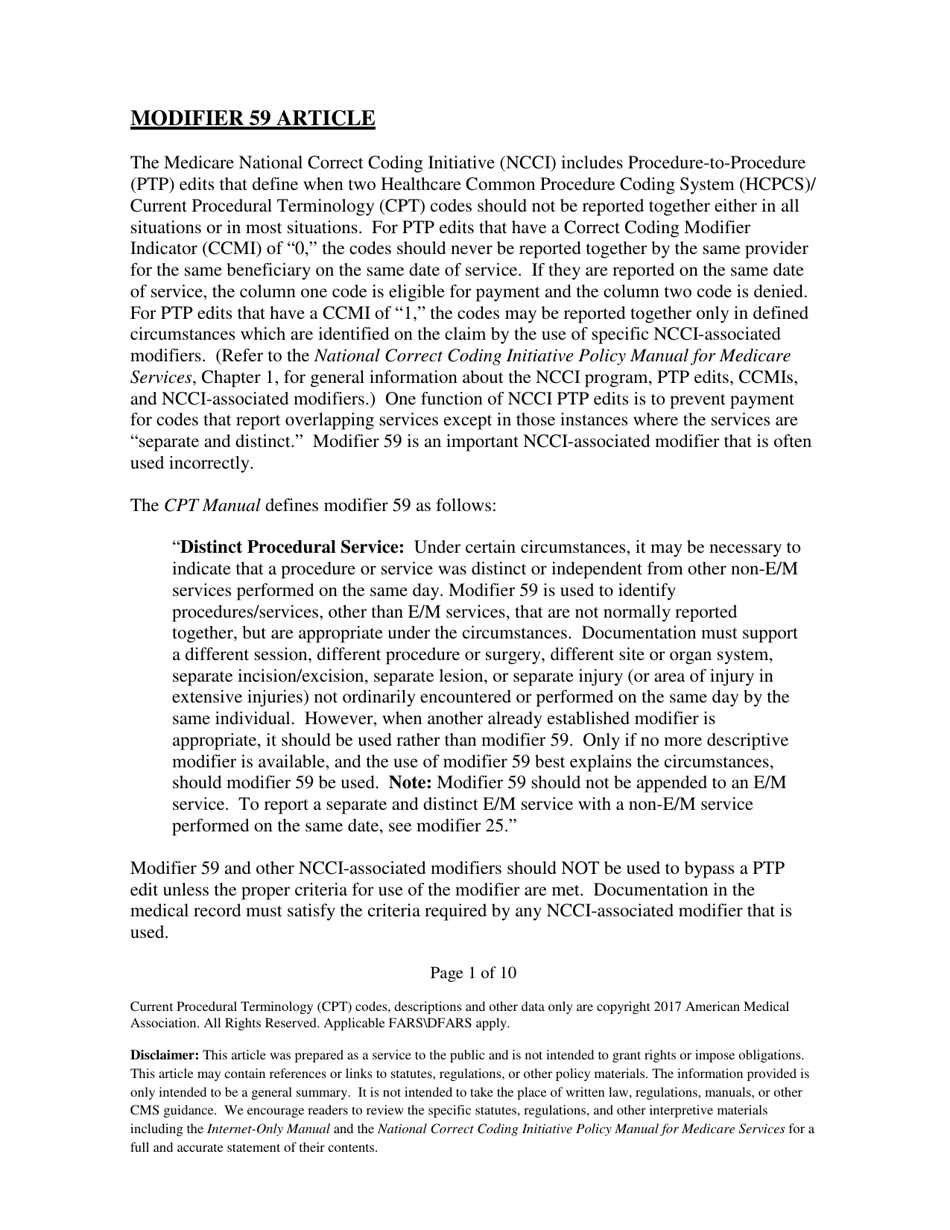 Modifier 59 Article - Fill Out, Sign Online and Download PDF ...