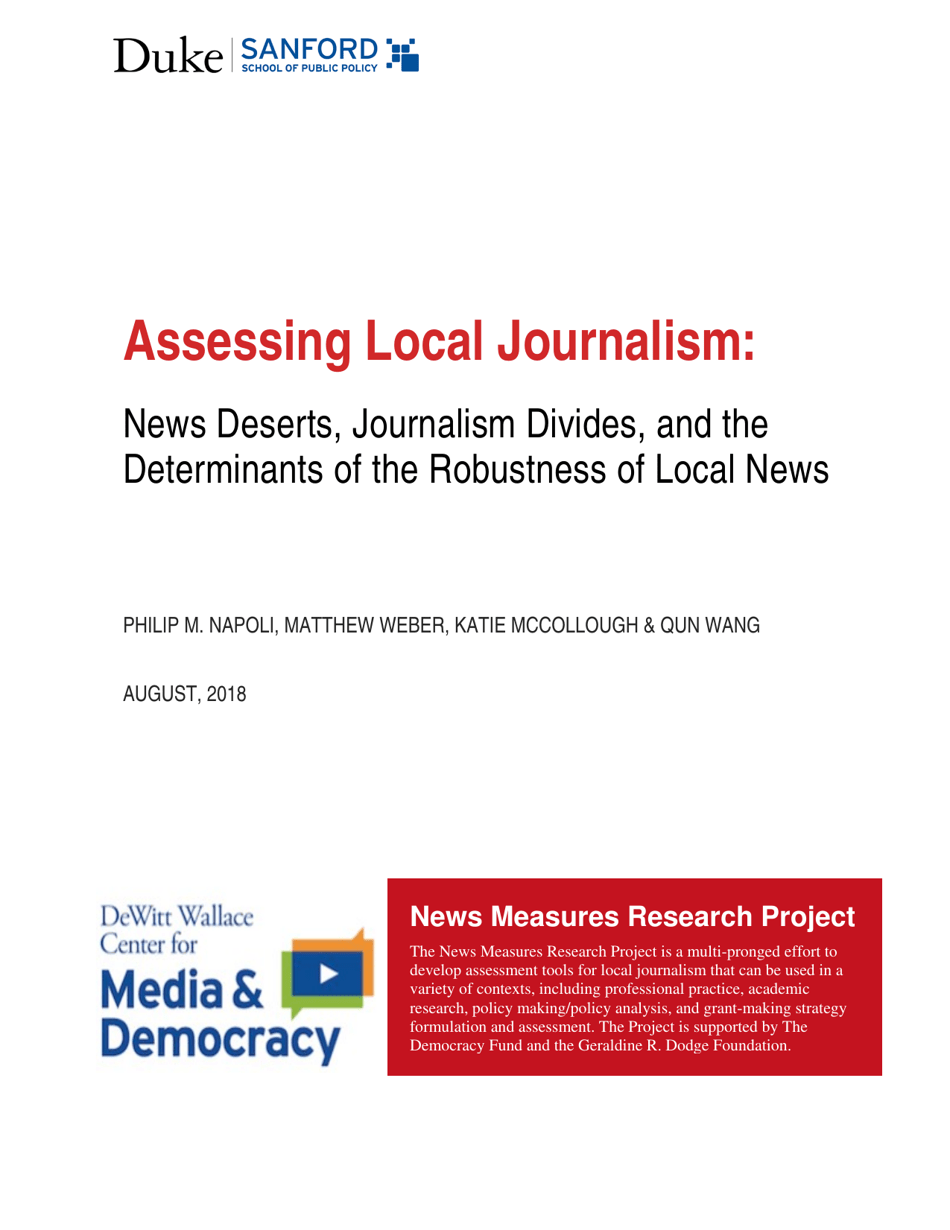 North Carolina Assessing Local Journalism: News Deserts, Journalism ...