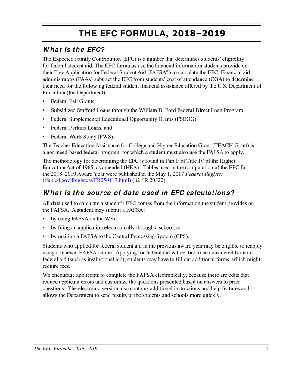 The Efc Formula, 2018 - 2019 - Fill Out, Sign Online and Download PDF ...