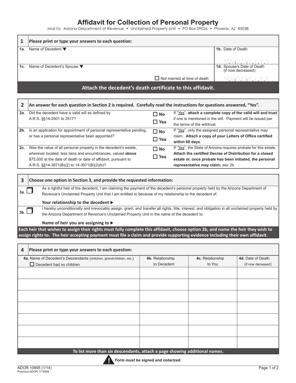Form ADOR10695 Fill Out Sign Online And Download Fillable PDF