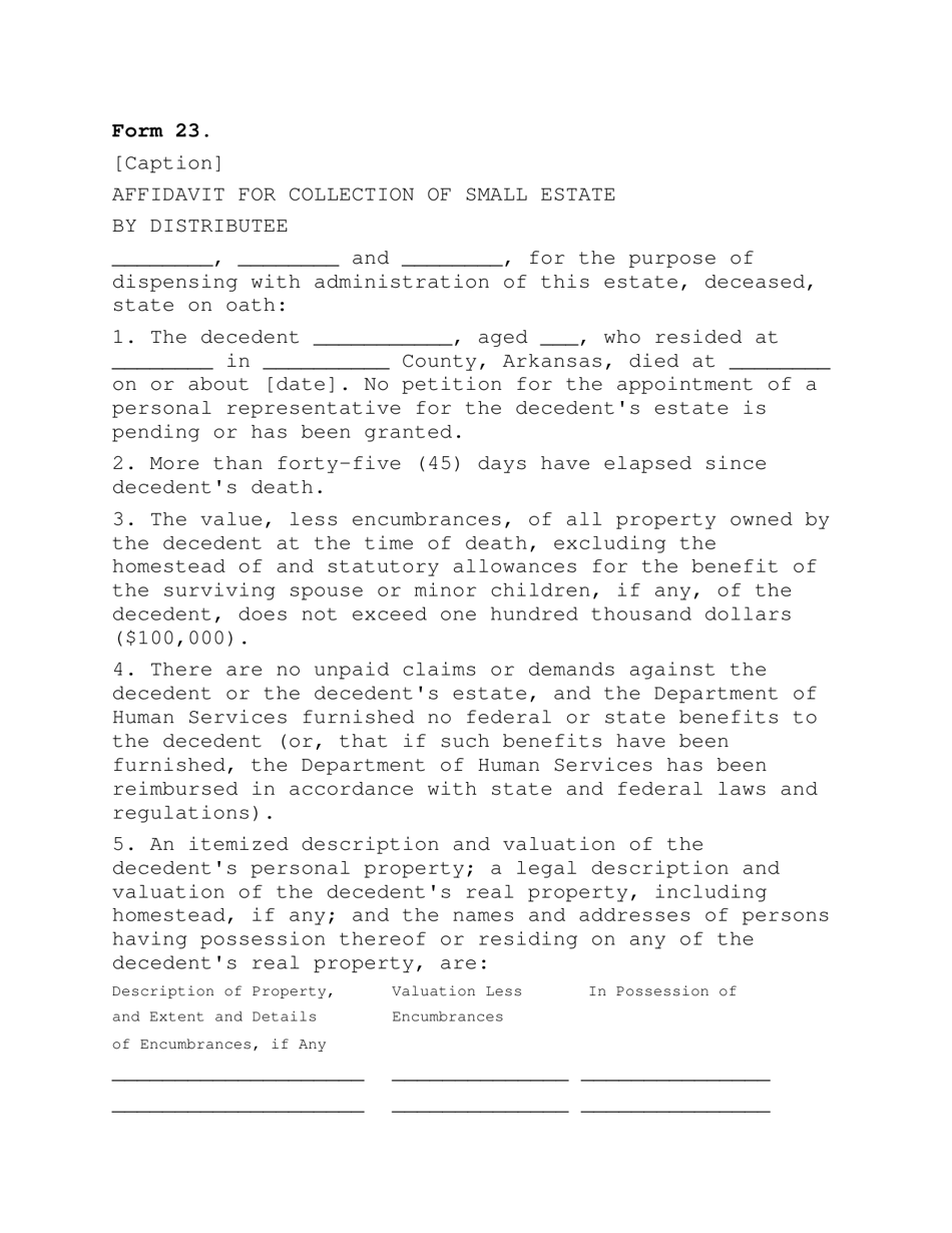 Form 23 - Fill Out, Sign Online and Download Printable PDF, Arkansas | Templateroller