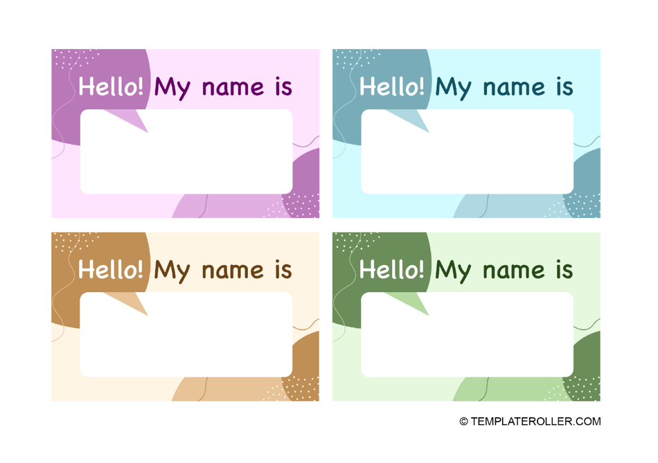 Name Tag Template - Multicolor Download Printable PDF | Templateroller