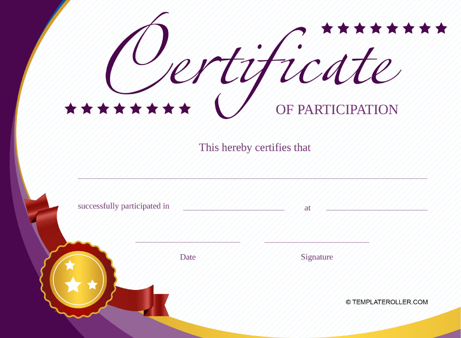 Certificate of Participation Template - Violet Download Printable PDF ...