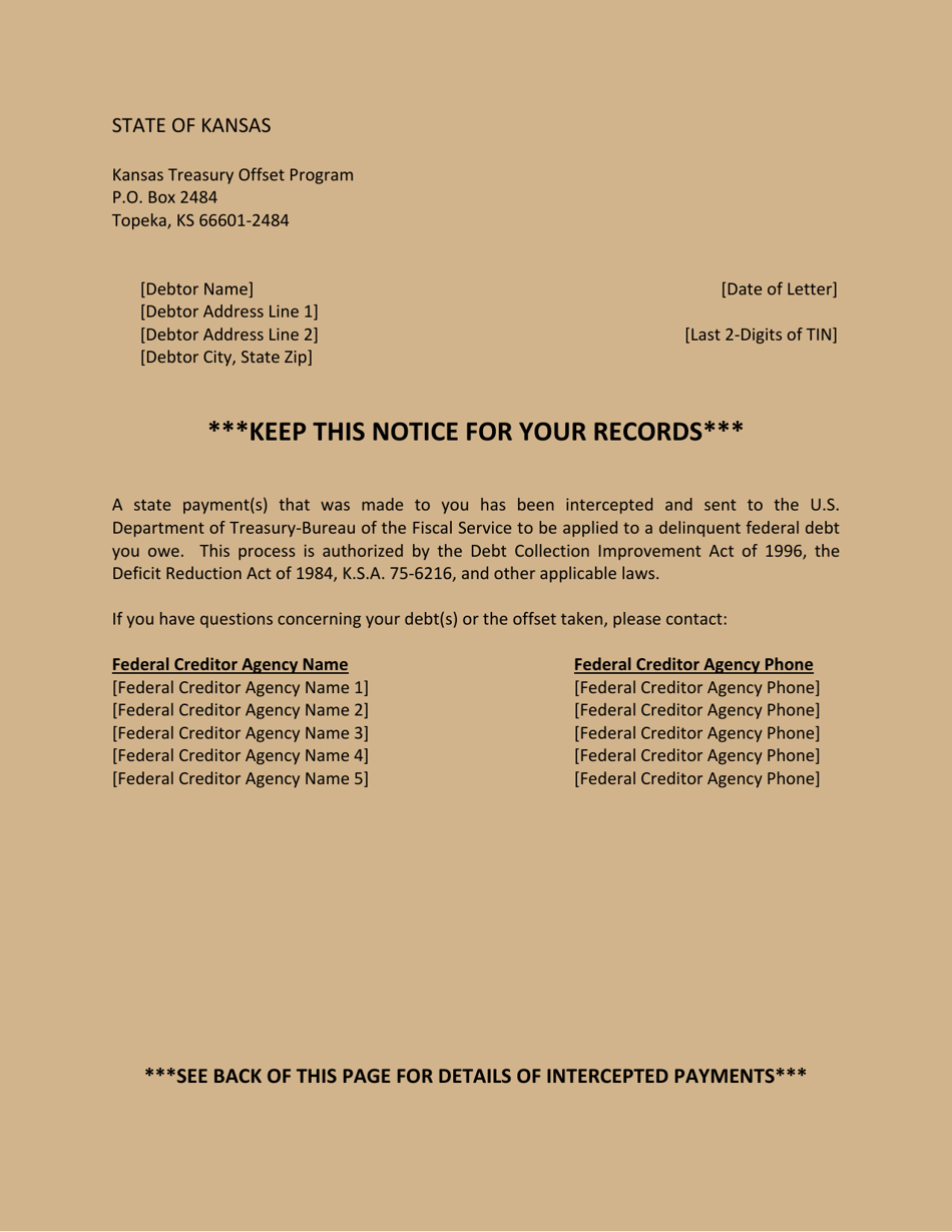 Kansas Ktop Offset Notice - Fill Out, Sign Online and Download PDF ...