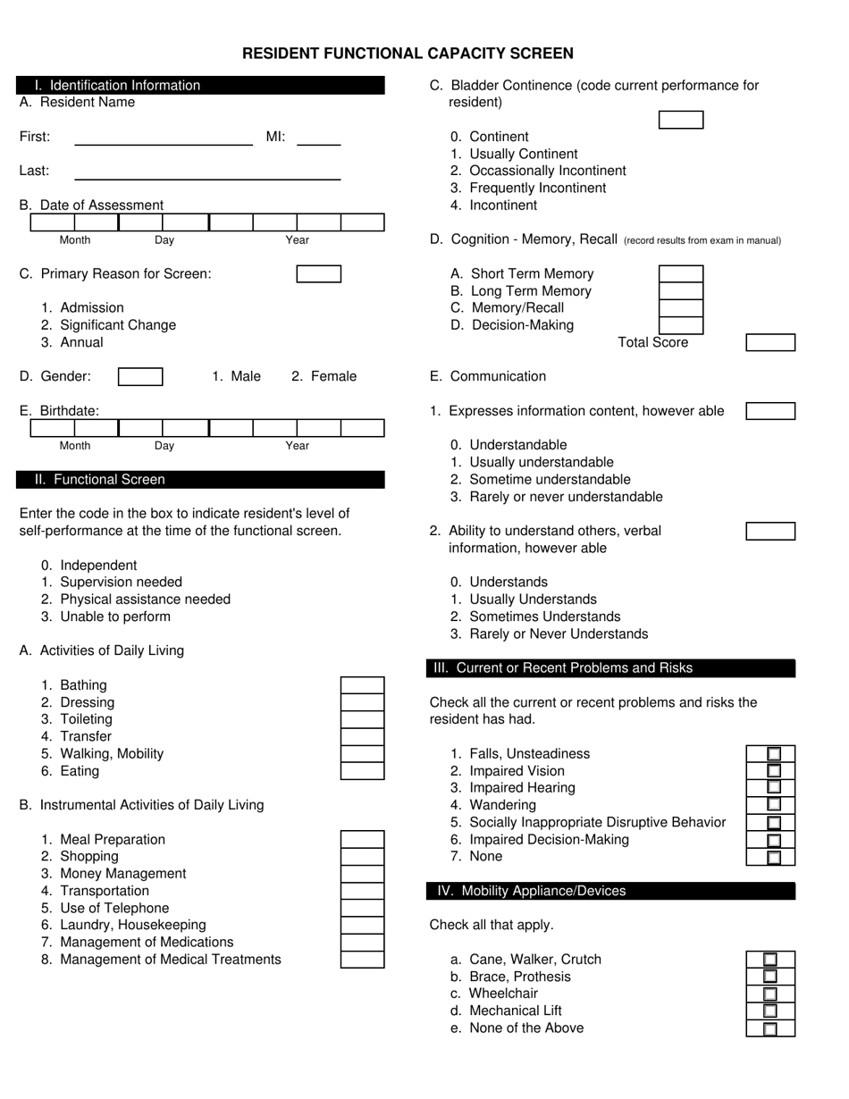 Kansas Resident Functional Capacity Screen - Fill Out, Sign Online and ...