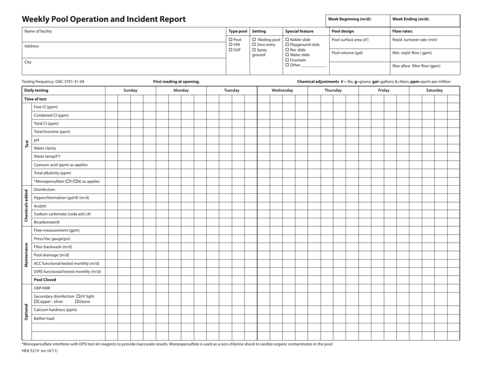Form HEA5219 - Fill Out, Sign Online and Download Printable PDF, Ohio ...