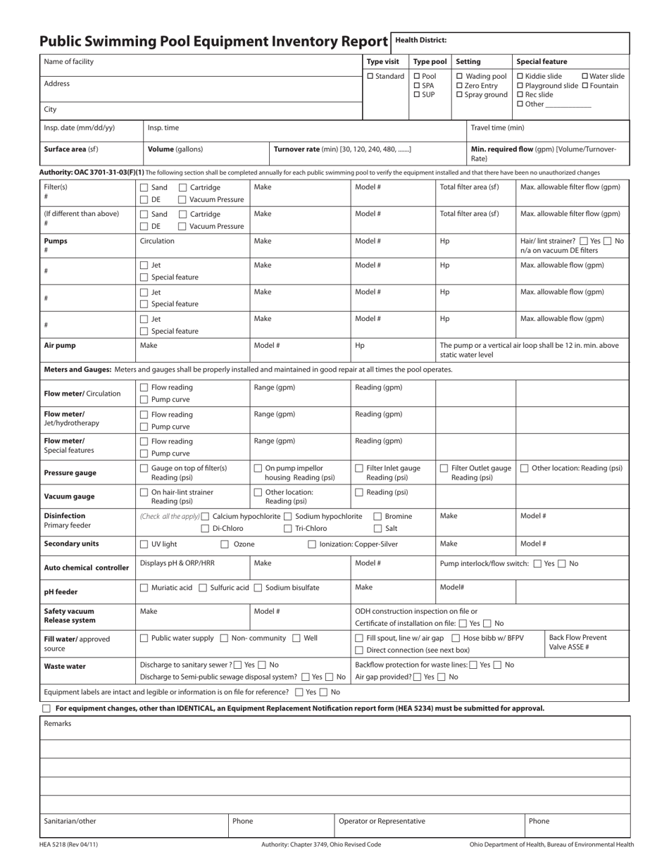 Form HEA5218 - Fill Out, Sign Online and Download Printable PDF, Ohio ...