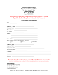 Kentucky Certification of Coverage Request - Fill Out, Sign Online and ...