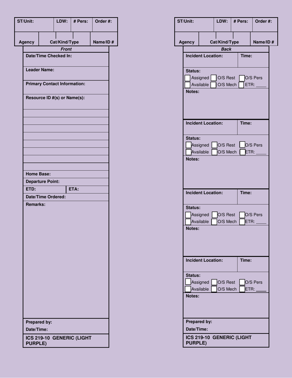 ICS Form 219-10 - Fill Out, Sign Online and Download Fillable PDF ...