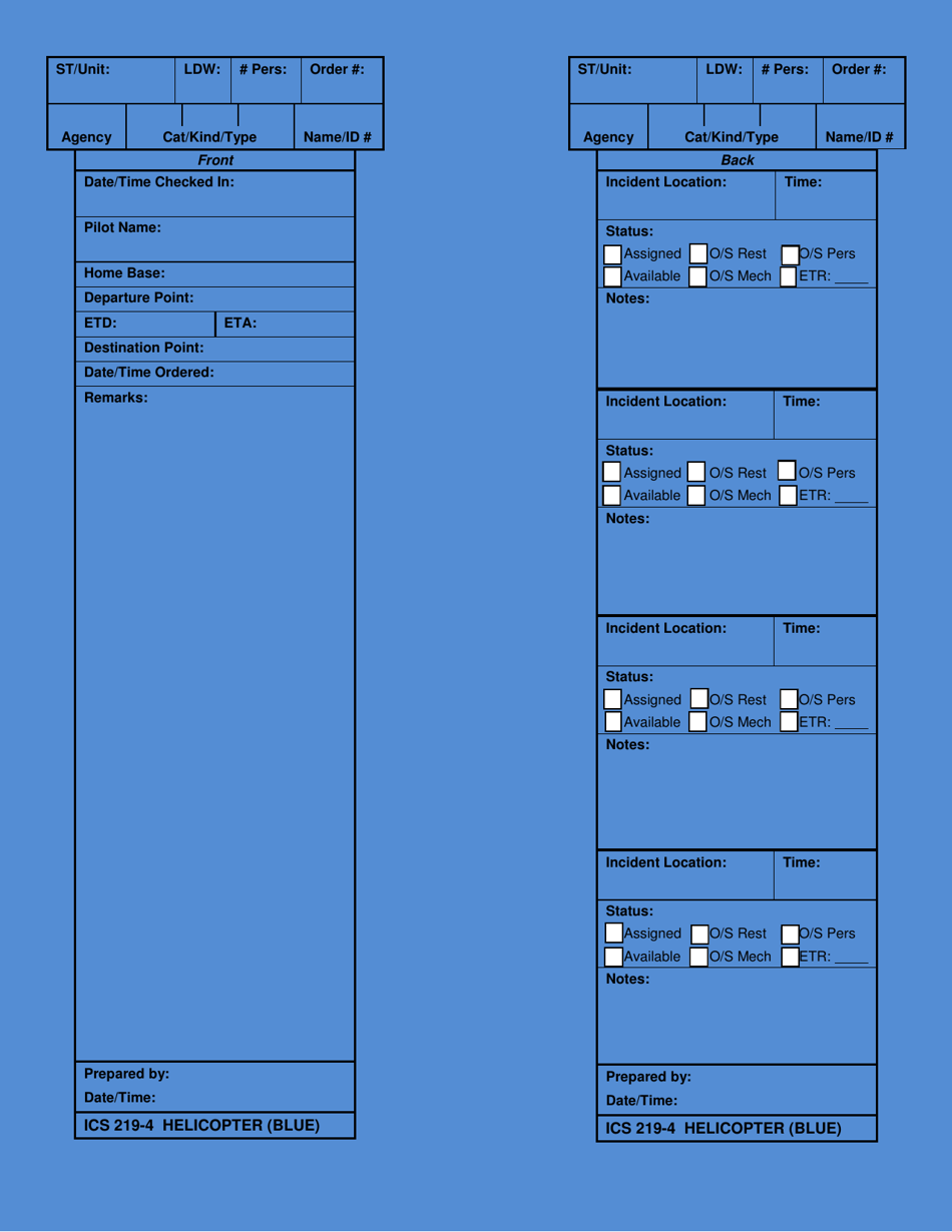 ICS Form 219-4 - Fill Out, Sign Online and Download Fillable PDF ...