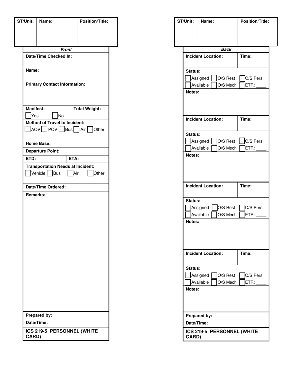ICS Form 219-5 - Fill Out, Sign Online and Download Fillable PDF ...